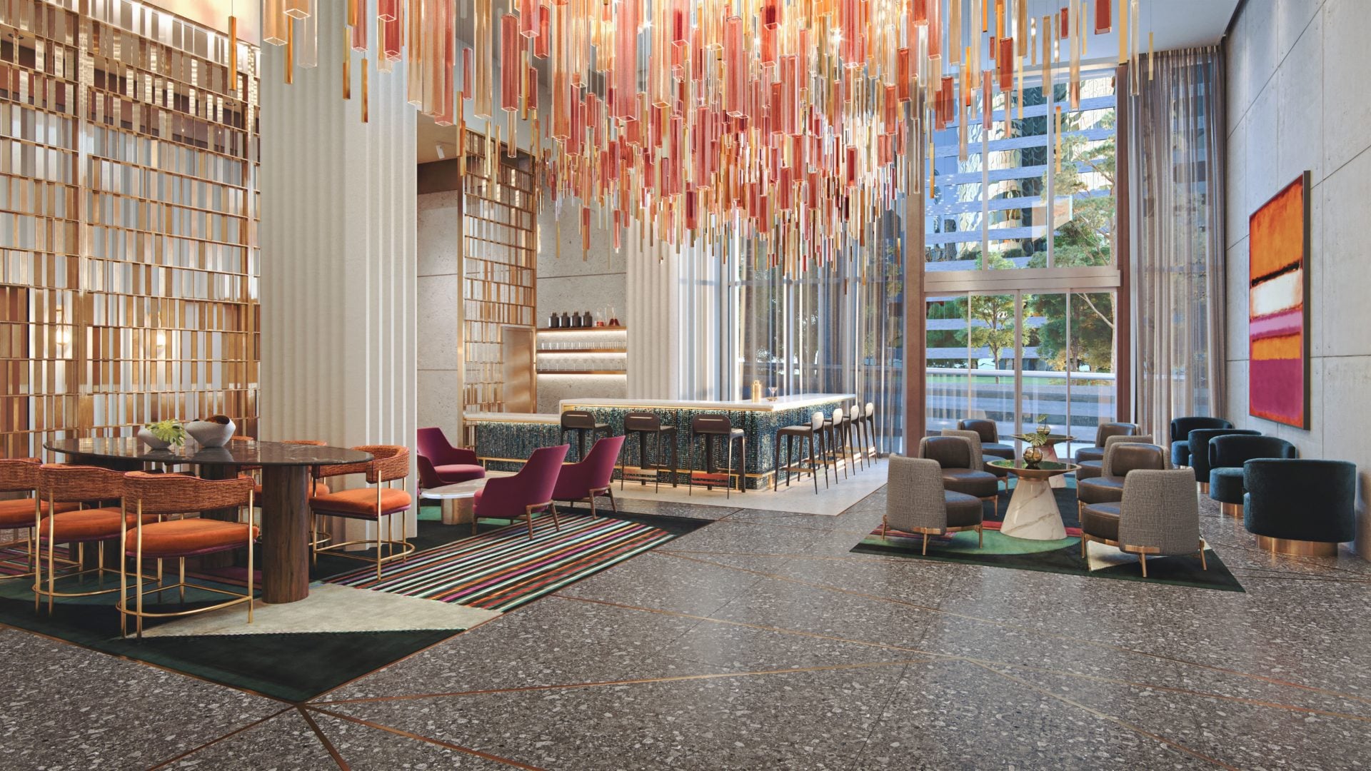 W Miami Hotel,Lobby 3D Renderings